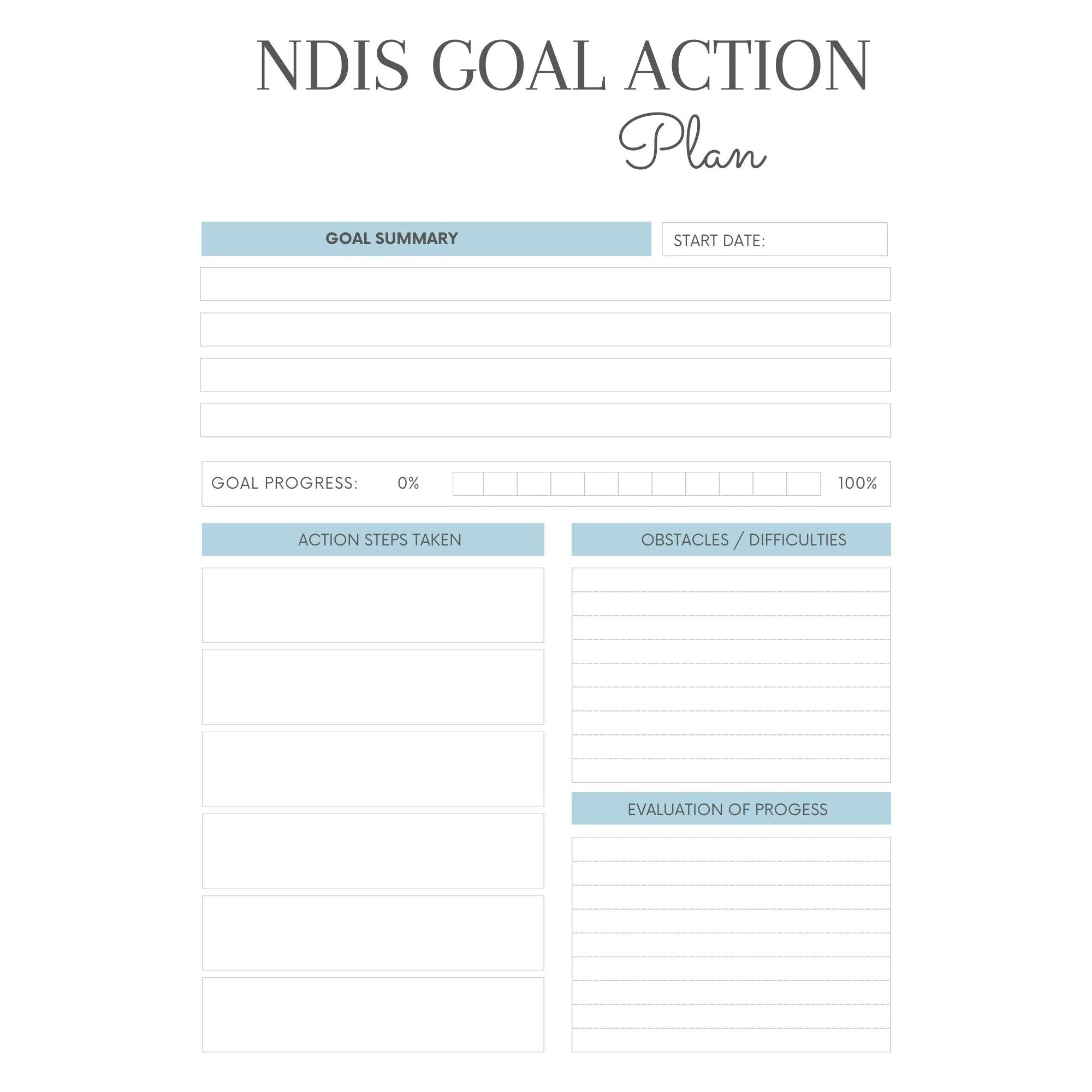 NDIS Goal Action Plan Tracker - Printable Planner – The Sensory ...